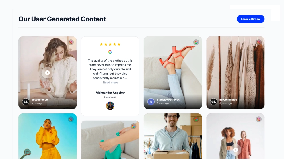 UGC Showcase Widget Instagram Google Reviews preview
