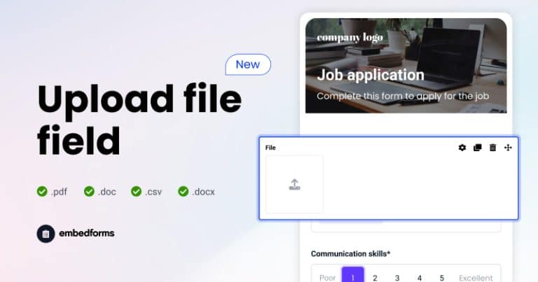 New form fields: Fill in the blank + Table input + File upload - EmbedSocial