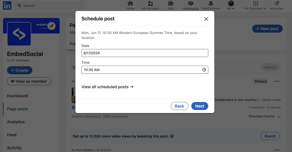How to Schedule Linkedin Posts With Ease in 2025 - EmbedSocial