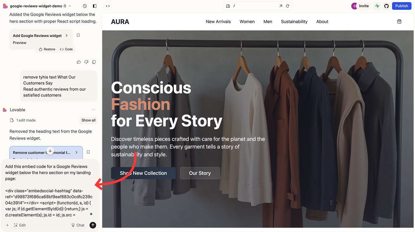 How to Embed Google Reviews Widget on Lovable, Bolt or V0 Website ...
